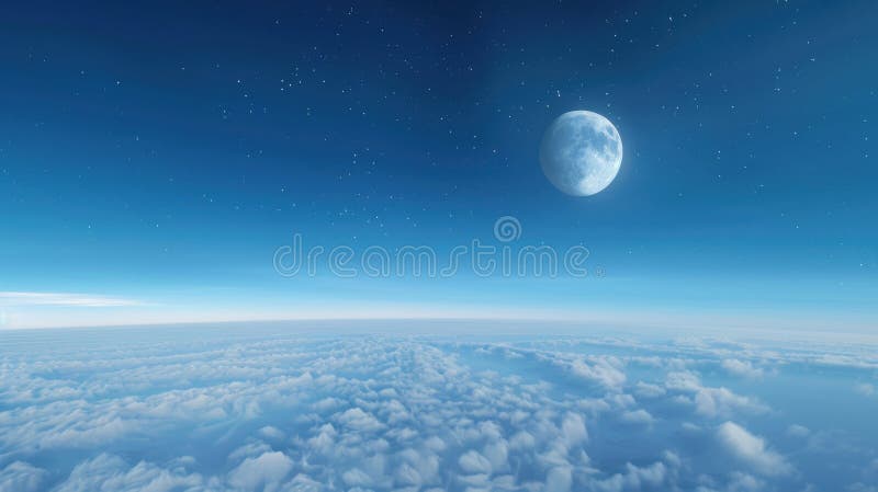 The Full Moon is Above the Earth. View of the Moon from Space Stock ...