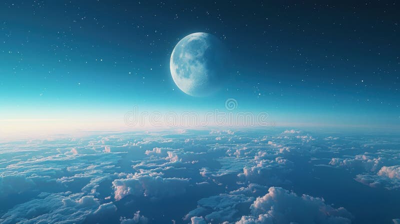 The Full Moon is Above the Earth. View of the Moon from Space Stock ...