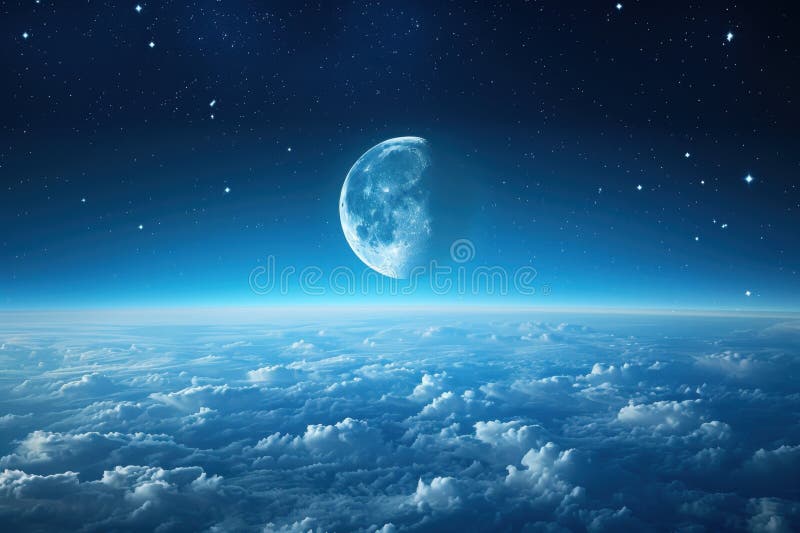 The Full Moon is Above the Earth. View of the Moon from Space Stock ...