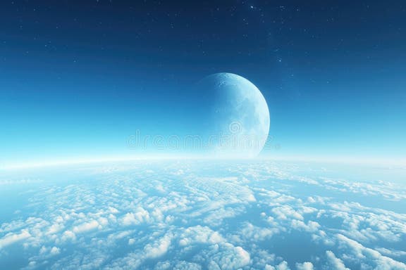 The Full Moon is Above the Earth. View of the Moon from Space Stock ...