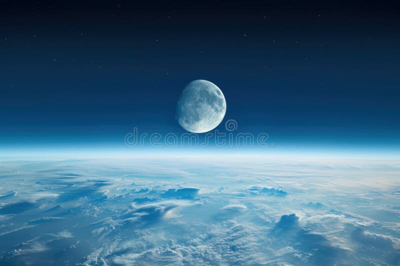 The Full Moon is Above the Earth. View of the Moon from Space Stock ...
