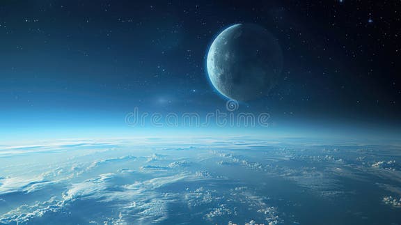 The Full Moon is Above the Earth. View of the Moon from Space Stock ...