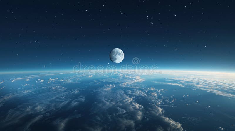 The Full Moon is Above the Earth. View of the Moon from Space Stock ...