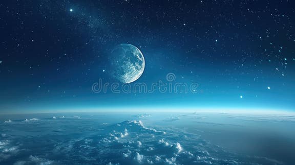 The Full Moon is Above the Earth. View of the Moon from Space Stock ...