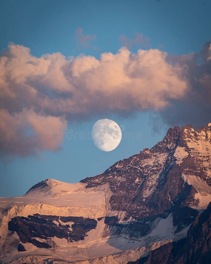 Full Moon Above the Mountains Stock Image - Image of nature, moon ...