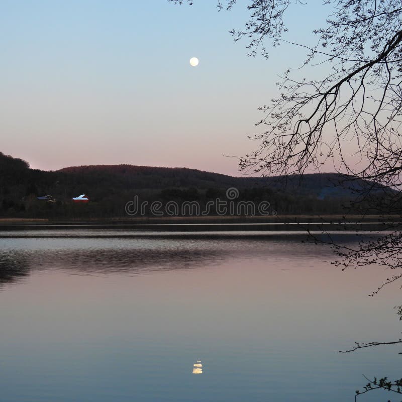 New York State Full April Pink Moon Eve at 99 Percent Illuminated Stock ...
