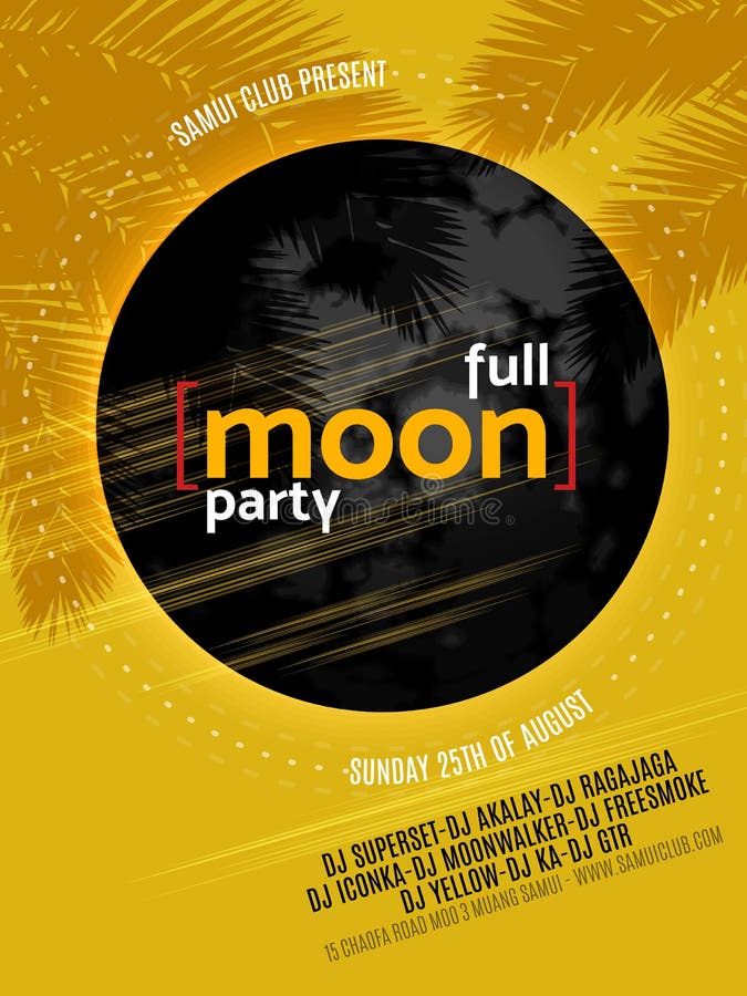 Full Moon Beach Party Flyer. Vector Design EPS 10 Stock Vector ...