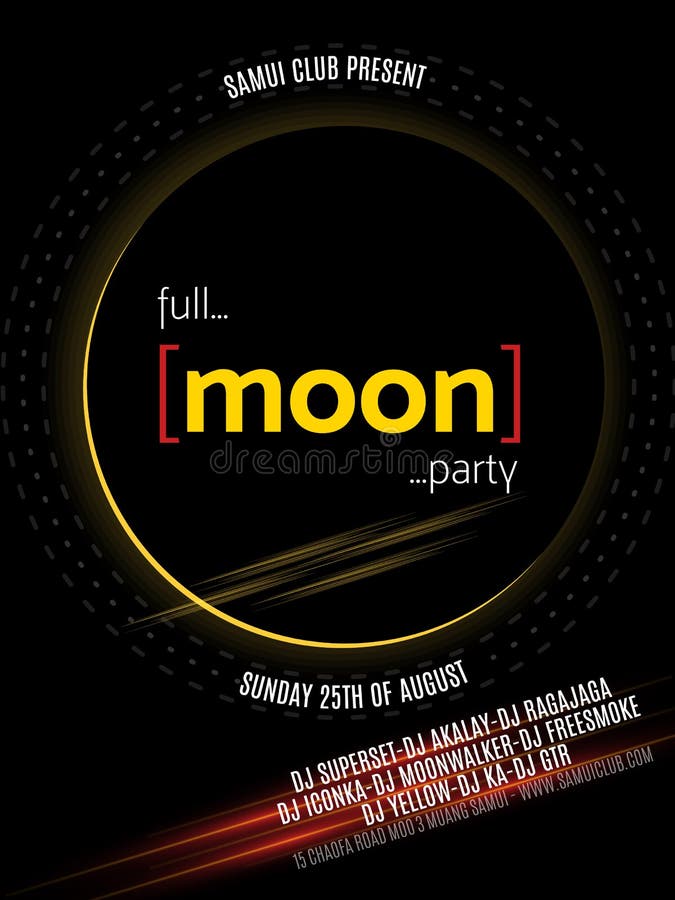Full Moon Beach Party Flyer. Vector Design EPS 10 Stock Vector ...