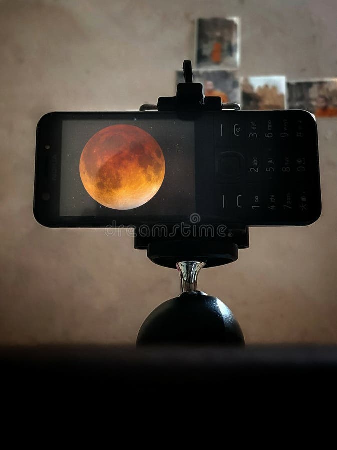The full Moon stock photo. Image of hand, phone, beautiful - 145373618
