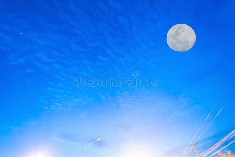 Moon with blue background stock photo. Image of light - 99575970