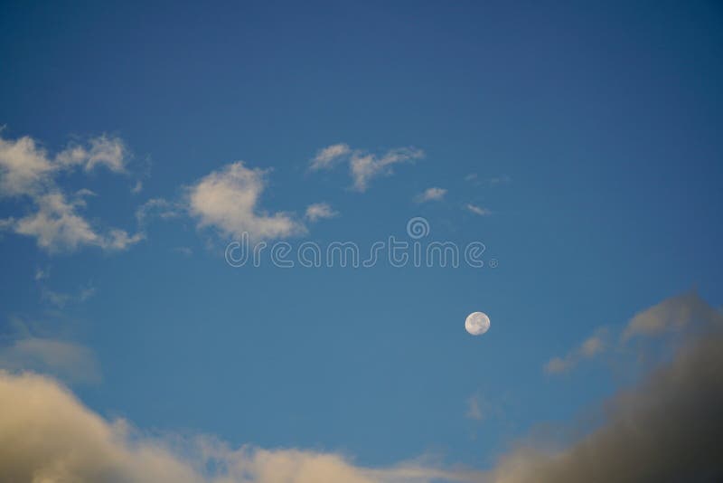 Full Moon on Blue Sky Background Stock Image - Image of abstract, lunar ...