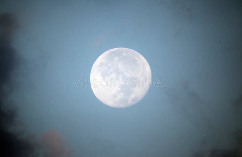 Full Moon and Bright Blue Daytime Sky Stock Photo - Image of waxing ...