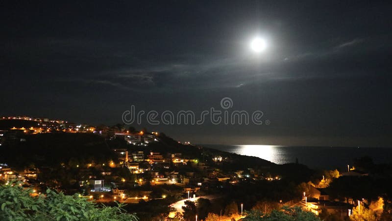 Full Moon Calm Summer Night Stock Photo - Image of yachts, clear: 129180352