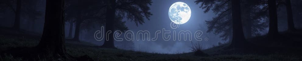 Full Moon Casting an Ominous Shadow on the Forest Floor, Moonlight ...