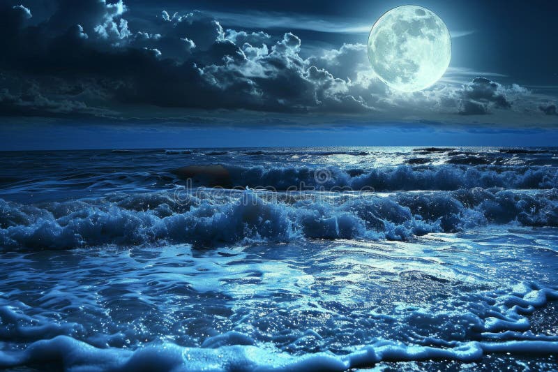 The Full Moon Casts a Reflection on the Calm Surface of a Body of Water ...