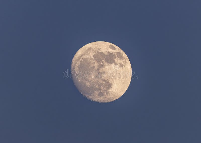 Full Moon Close Up on Blue Sky Background Stock Photo - Image of orbit ...