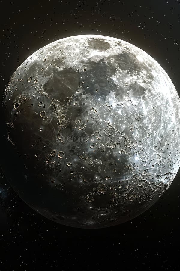 Full Moon Close Up, Detailed Lunar Surface with Craters and Shadows ...