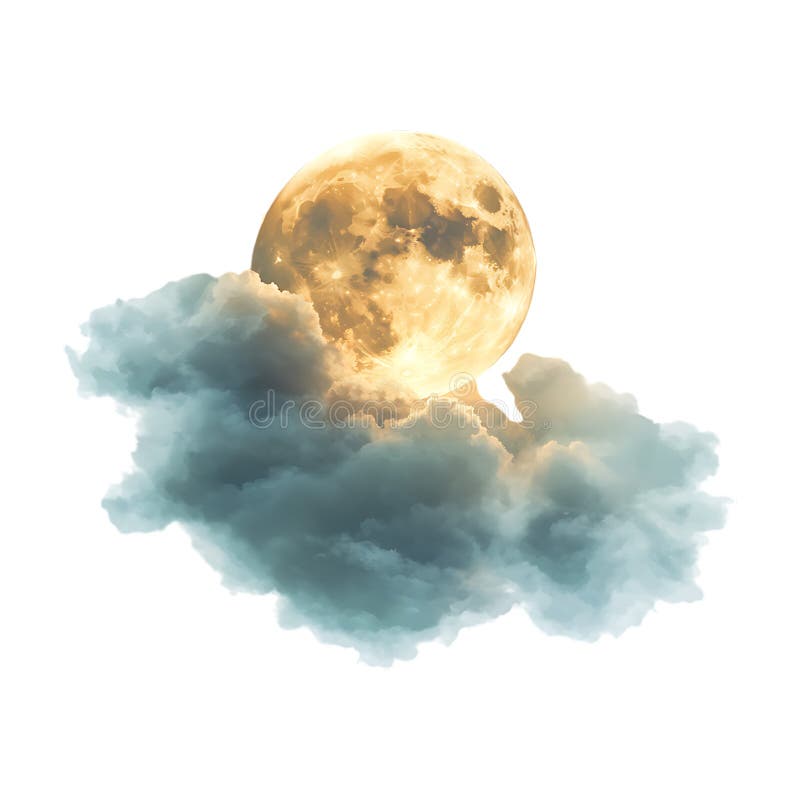 Full Moon Clouds Night Sky Image on Transparent Background Stock ...