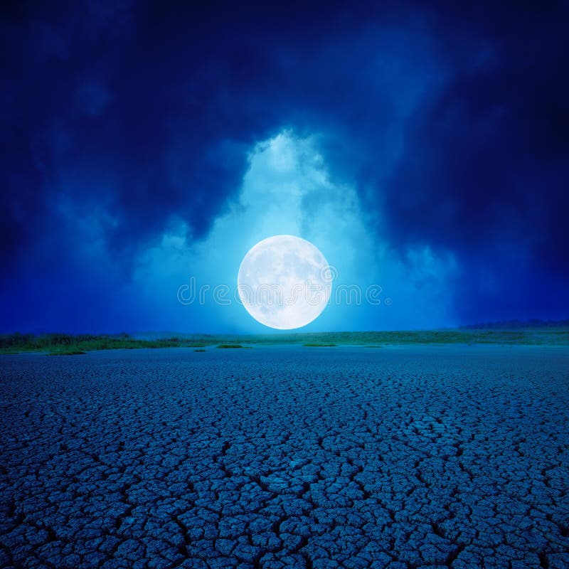 Full Moon in Clouds Over Desert Stock Photo - Image of light, blue ...