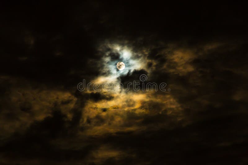Full Moon and Clouds on Stormy Overcast Night Stock Photo - Image of ...