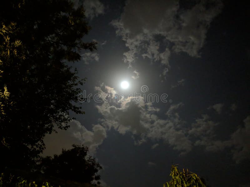 Full Moon on a Cloudy Night Sky Stock Image - Image of moon, full ...