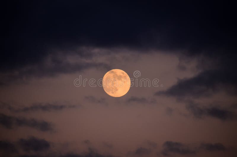 Full Moon during a Cloudy Sunset Day Stock Photo - Image of natural ...