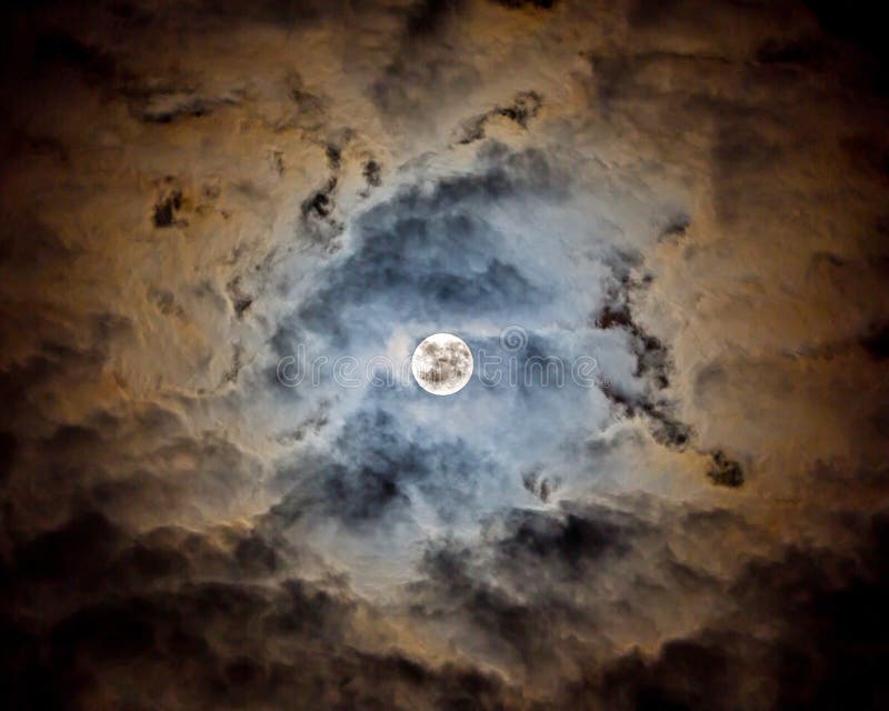 Full Moon and Colorful Clouds Stock Image - Image of nature, night ...