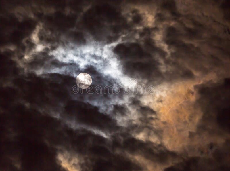 Full Moon and Colorful Clouds Stock Photo - Image of glow, cloudscape ...