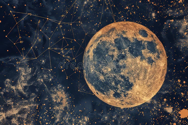 Full Moon with Constellation Network Stock Photo - Image of universe ...