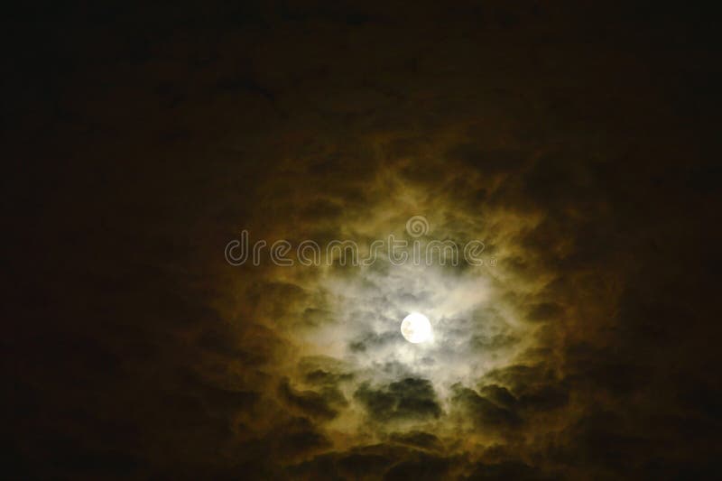 Full Moon Cover by Spreading Cloud in Night Stock Photo - Image of ...