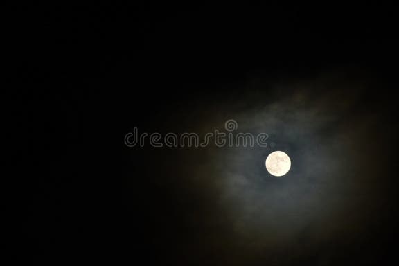 Full Moon Cover by Spreading Cloud in Night Stock Photo - Image of ...