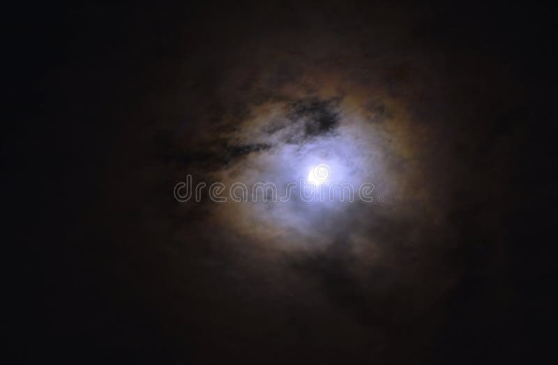 Full Moon Cover by Spreading Cloud in Night Stock Photo - Image of ...