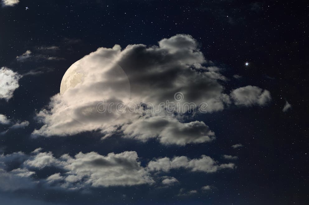 Full Moon Covered by Strong Cloud Stock Image - Image of blue, cloud ...