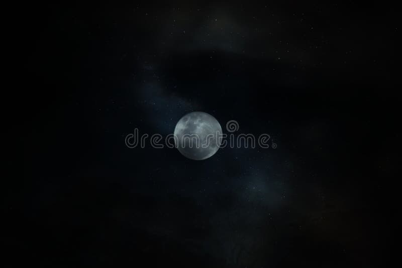 The Full Moon in the Dark Night Stock Photo - Image of orbit, cloud ...