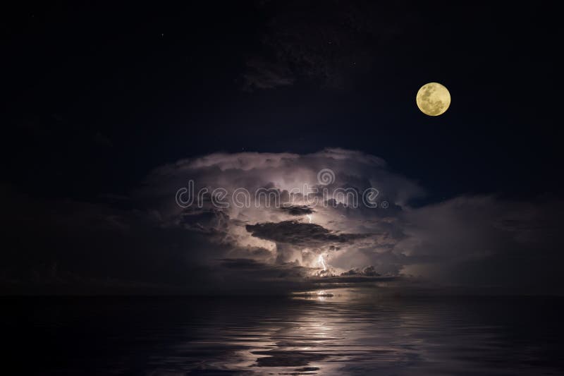 The Full Moon in the Dark Night Stock Photo - Image of night, black ...