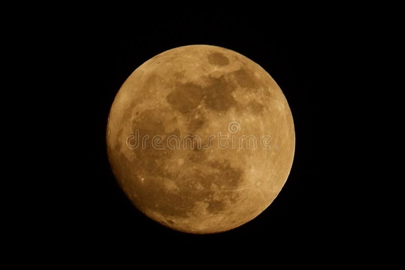 The Full Moon in the Dark Sky. Stock Photo - Image of full, focus ...