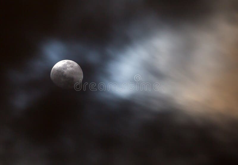 Moon and Dramatic Clouds stock image. Image of nature - 190153885