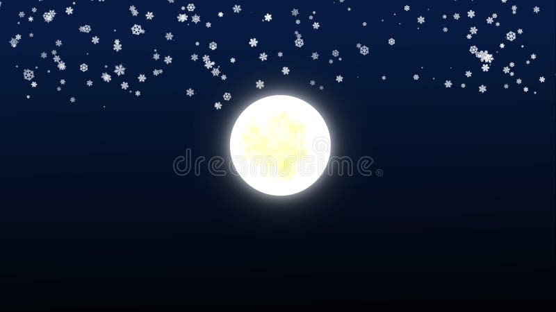 Full Moon Fall Snow at Night Stock Illustration - Illustration of ...