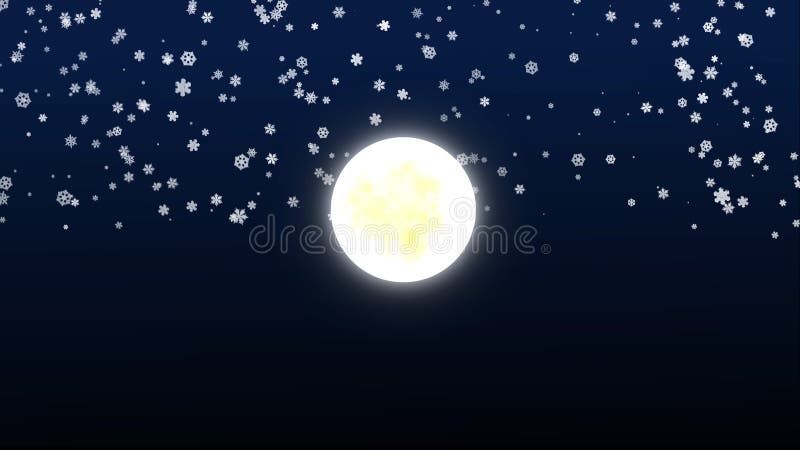 Full Moon Fall Snow at Night Stock Illustration - Illustration of ...
