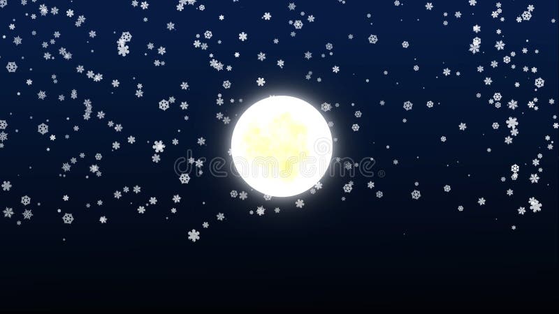 Full Moon Fall Snow at Night Stock Illustration - Illustration of card ...