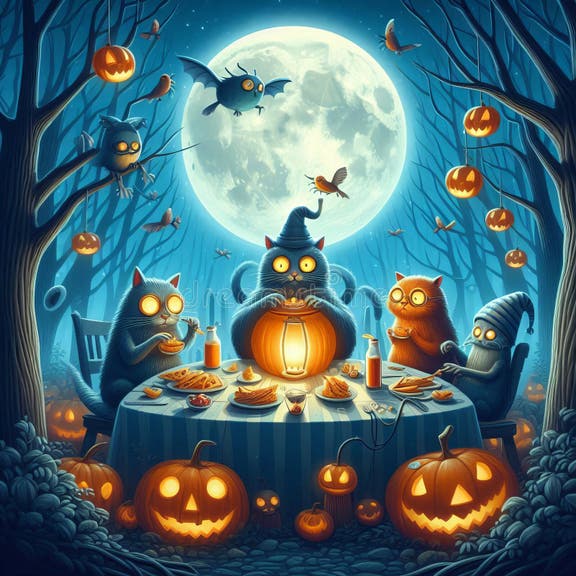 Full Moon Feast Creatures Take Advantage of Extra Visibility Dur Stock ...