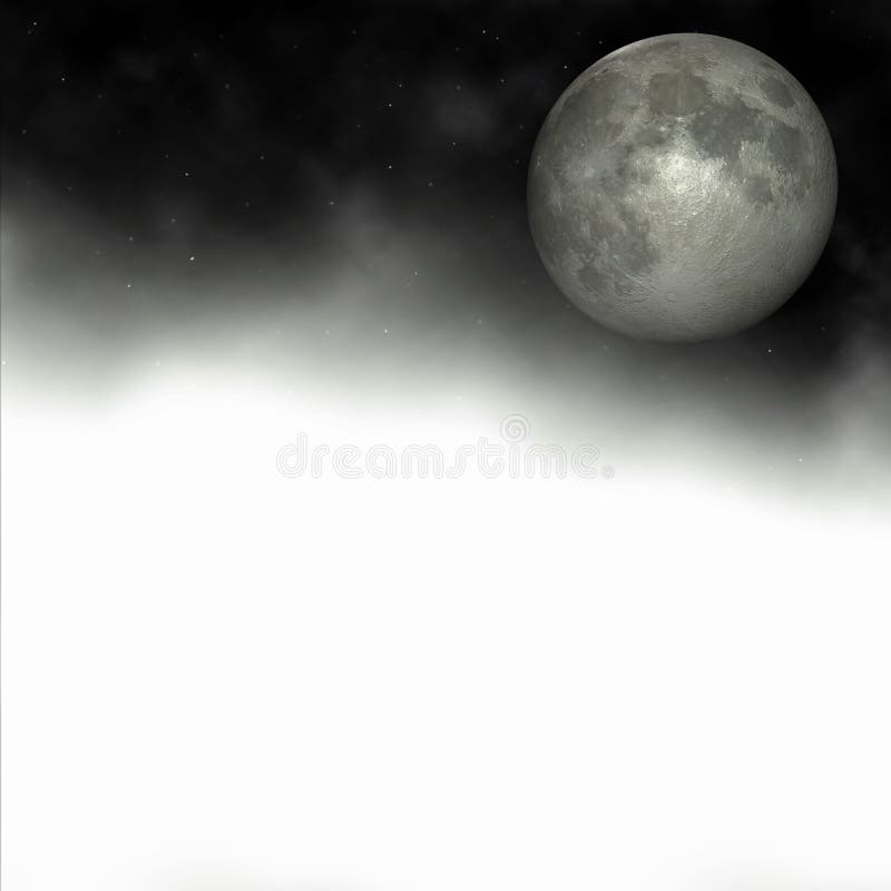 Full Moon on a Foggy Night stock illustration. Illustration of moon ...