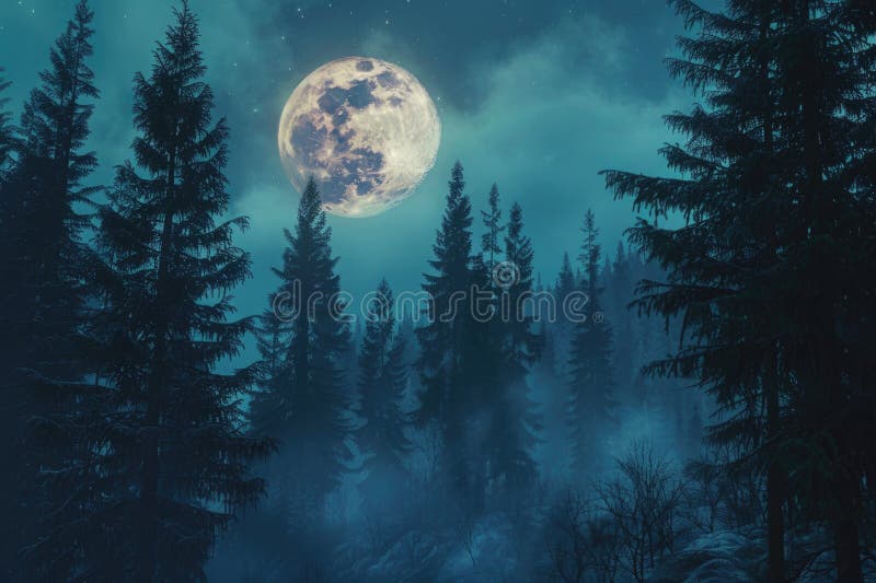 Full moon in forest stock image. Image of nature, atmosphere - 375109163