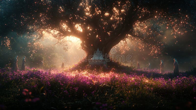 Full Moon Glowing Altar Crafted from White Marble Stands Beneath ...