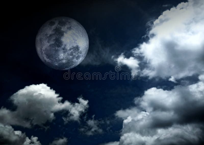 Full Moon Clouds Night Sky. Stock Image - Image of grow, aerial: 154854953
