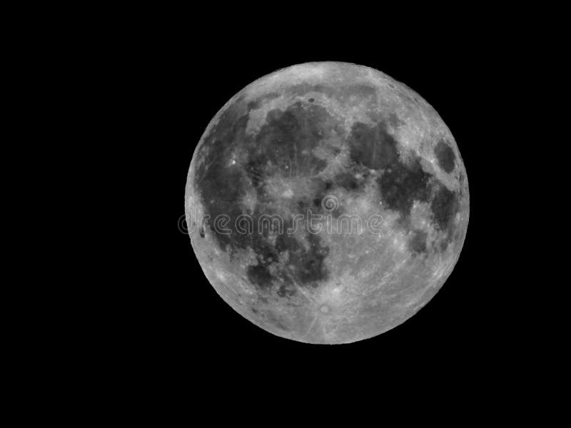 Full Moon in Greyscale Contrast Color Centered in Black Sky Stock Photo ...