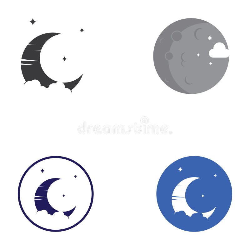 Full Moon and Half Moon Logo, Using Logo Vector Icon Concept Design and ...