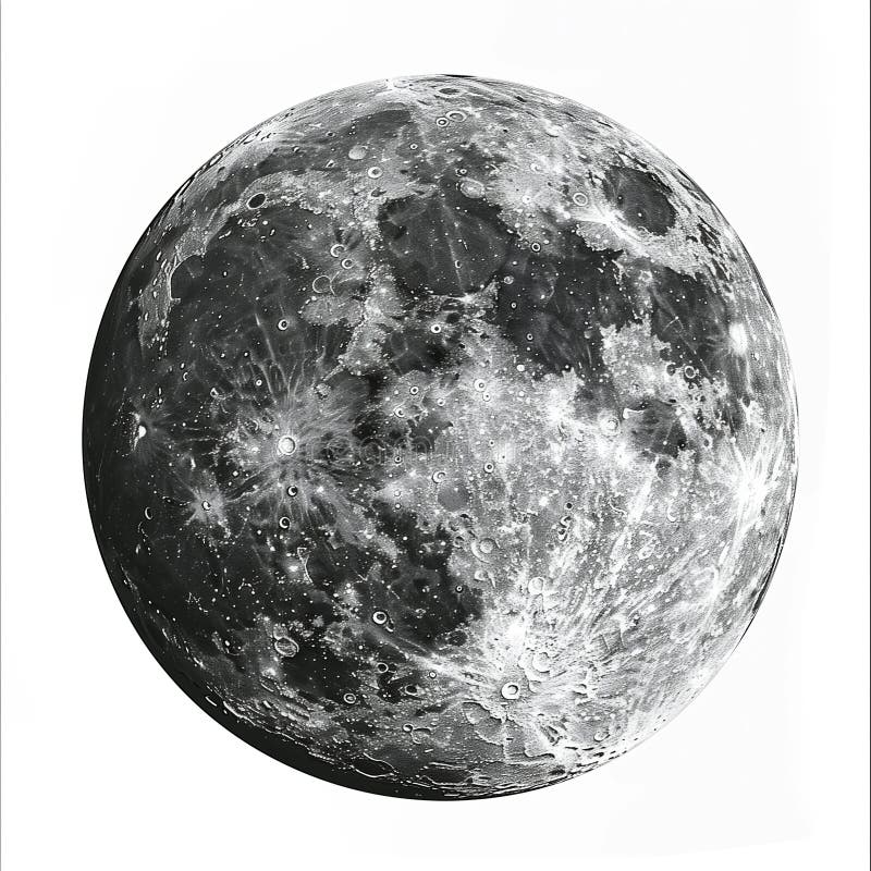 Full Moon with Halftone Craters, Isolated on Clear White Background ...