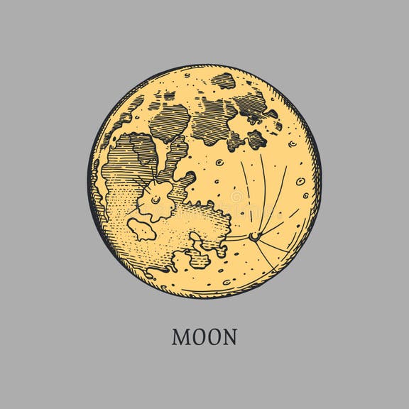 Full moon hand drawing stock vector. Illustration of earth - 268954817