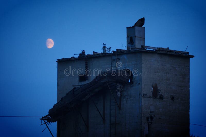 A Full Moon Hangs Over the Tower on a Summer Night Stock Photo - Image ...